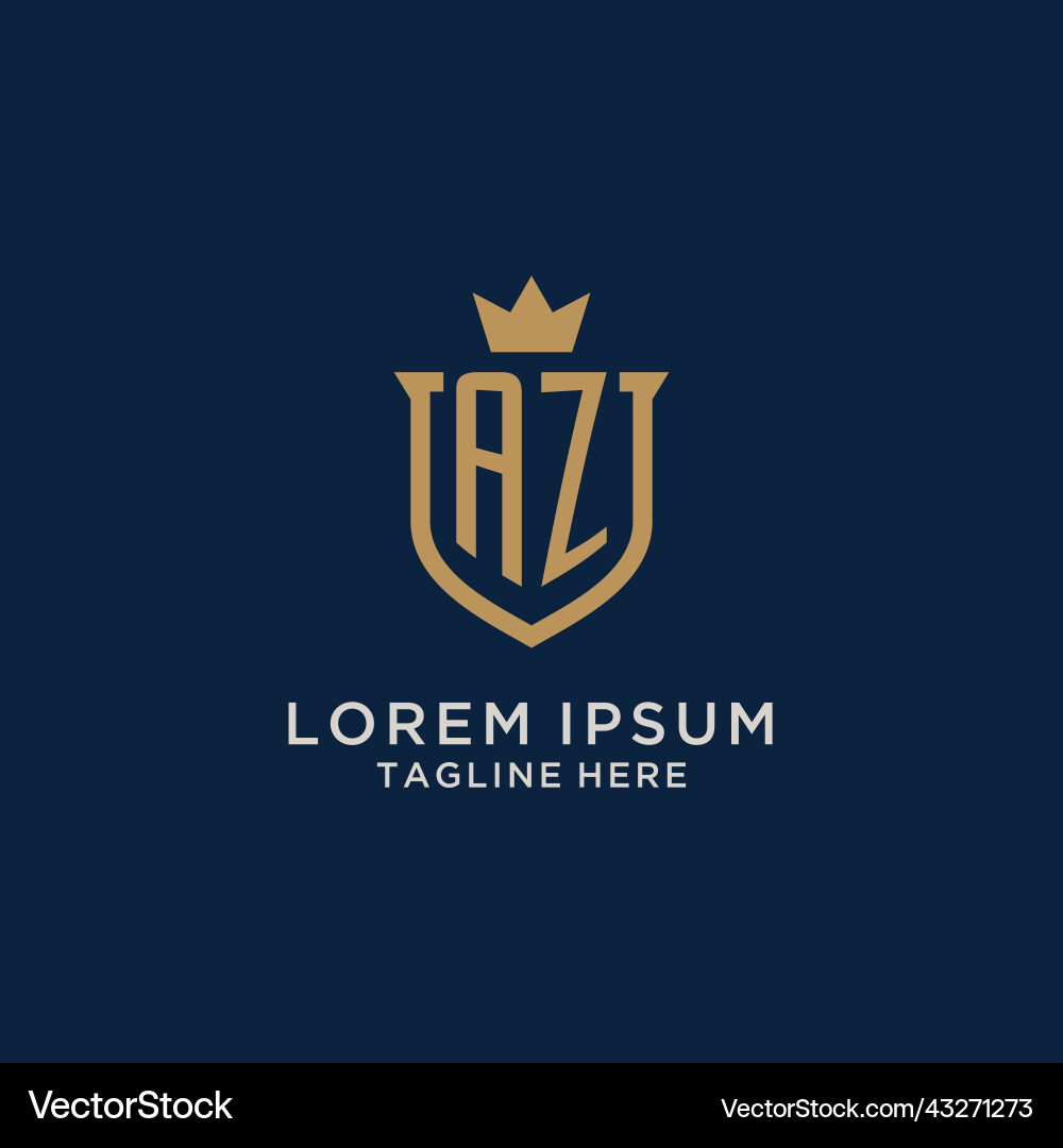 Az initial shield crown logo Royalty Free Vector Image
