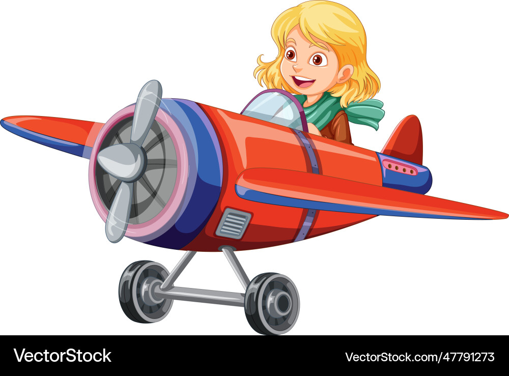 Female pilot flying jet plane Royalty Free Vector Image
