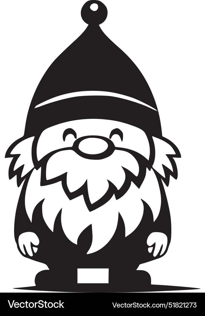 Gnome - black and white Royalty Free Vector Image