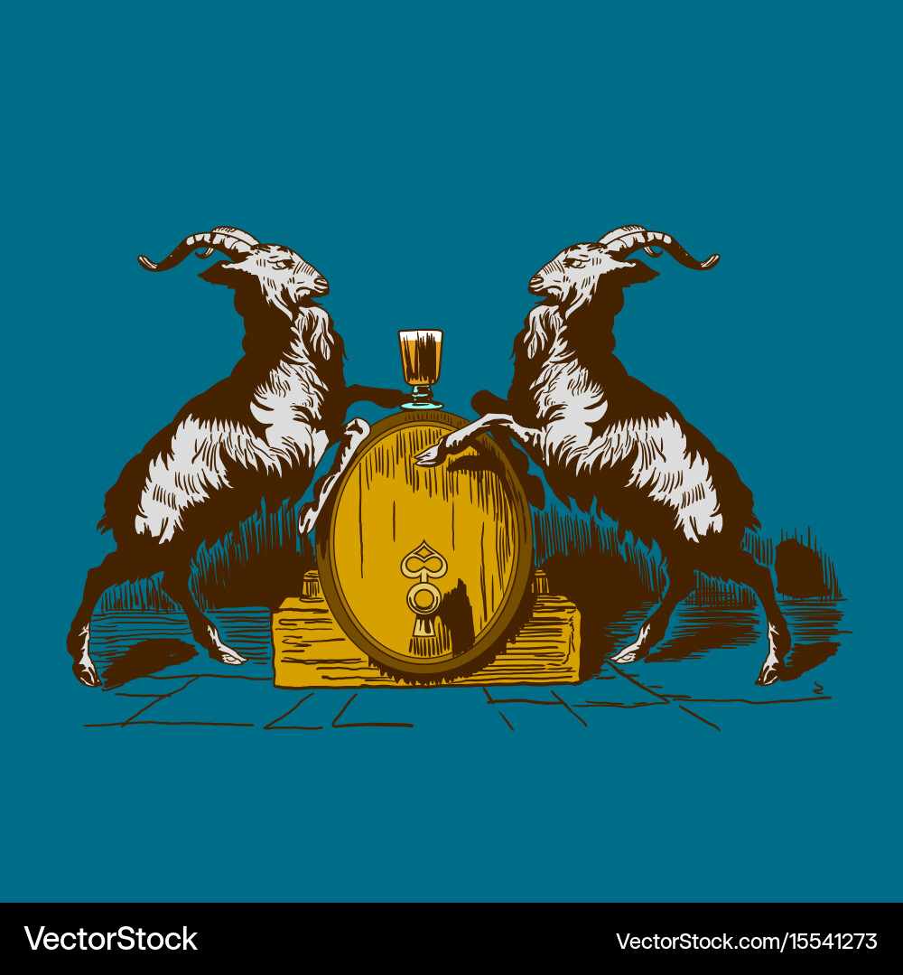 Goats beer logo poster Royalty Free Vector Image