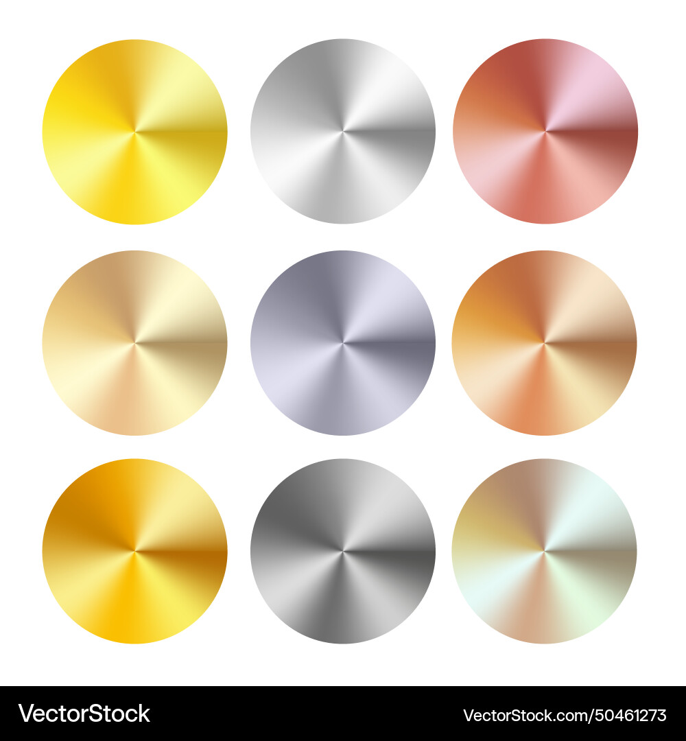 Golden silver and bronze radial gradient set Vector Image