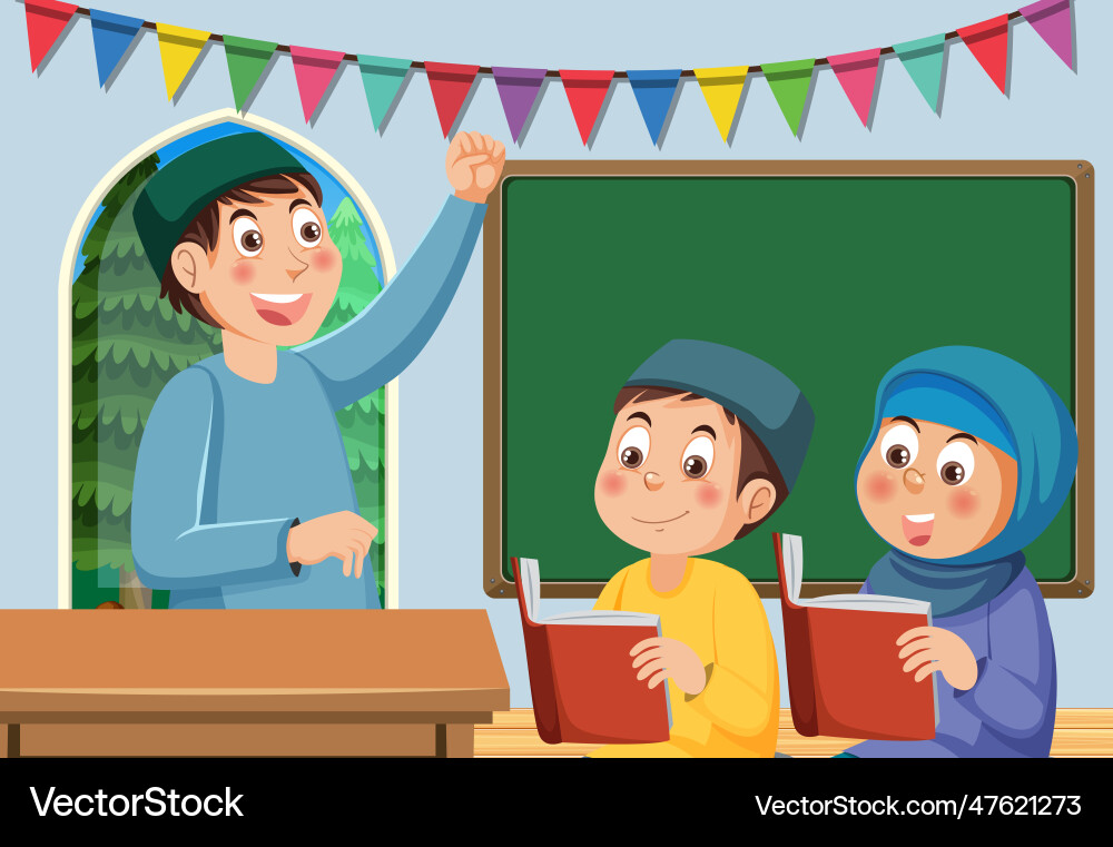 Muslim student at school Royalty Free Vector Image