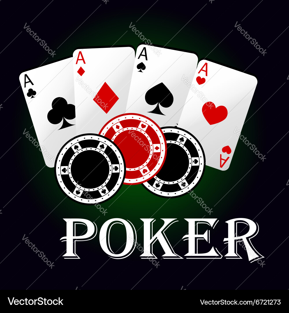 Poker symbol with aces and gambling chips Vector Image