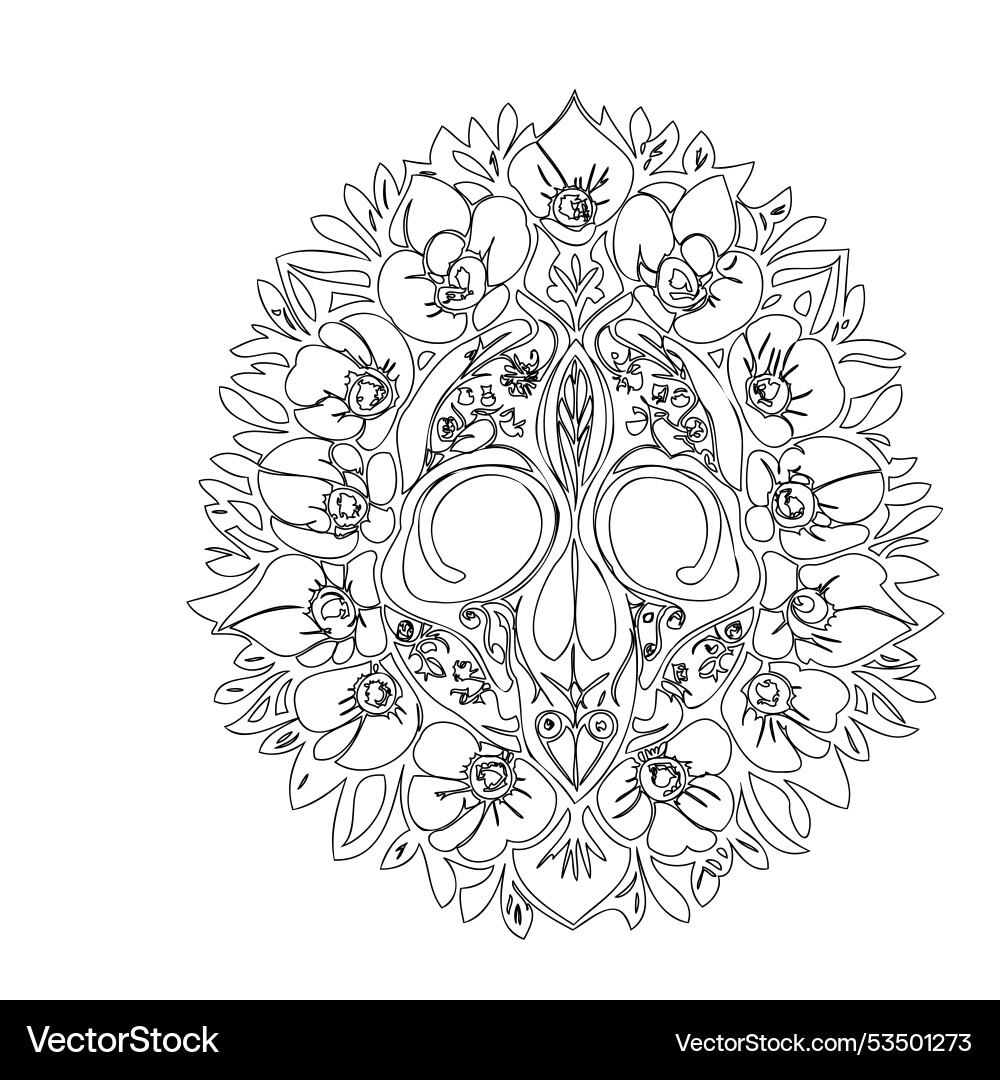 Skull mandala outline sketch Royalty Free Vector Image