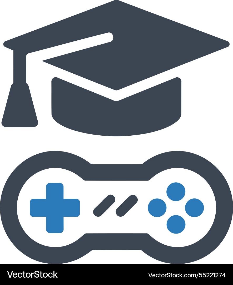 Academic gaming learning icon Royalty Free Vector Image