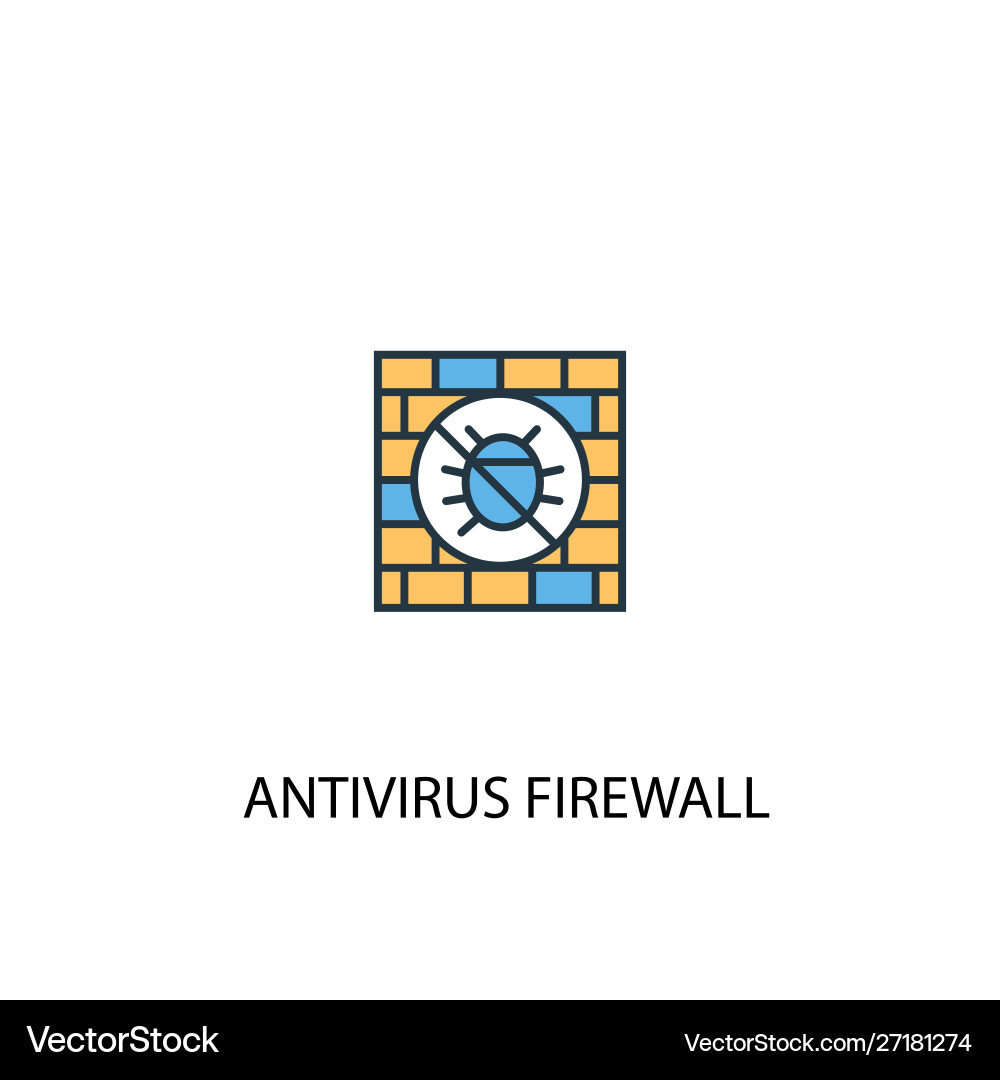 Antivirus Firewall Konzept 2 farbige Linie Symbol Vektorbild