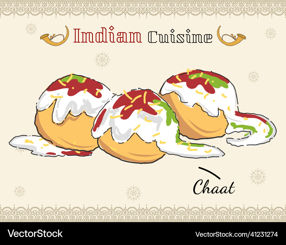 Chaat or dahi puri Royalty Free Vector Image - VectorStock