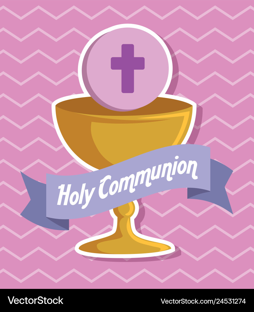 Chalice with holy host and ribbon to event Vector Image