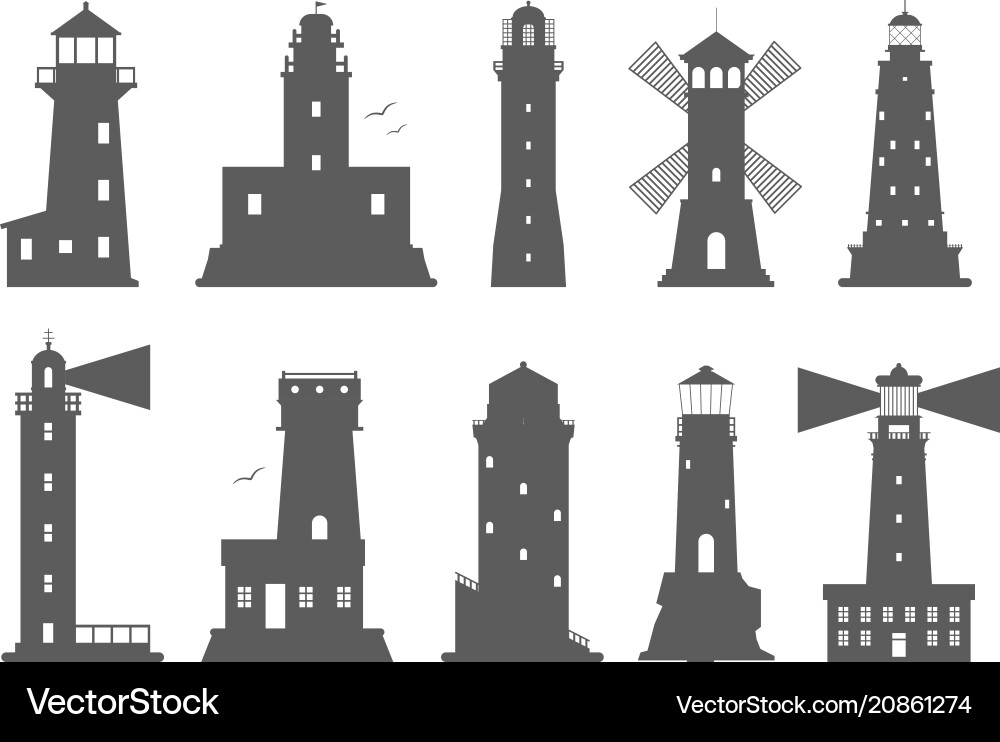 Lighthouse Silhouettes Royalty Free Vector Image