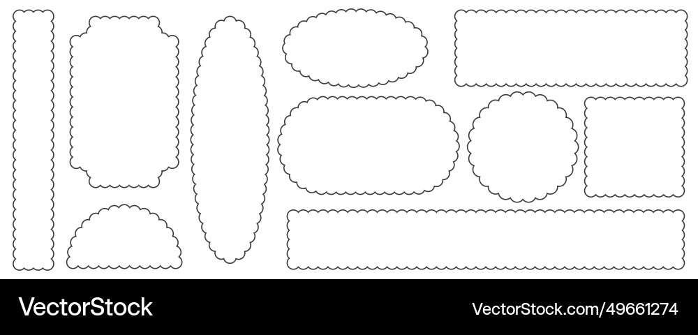 Scallop edge border and frame square circle Vector Image