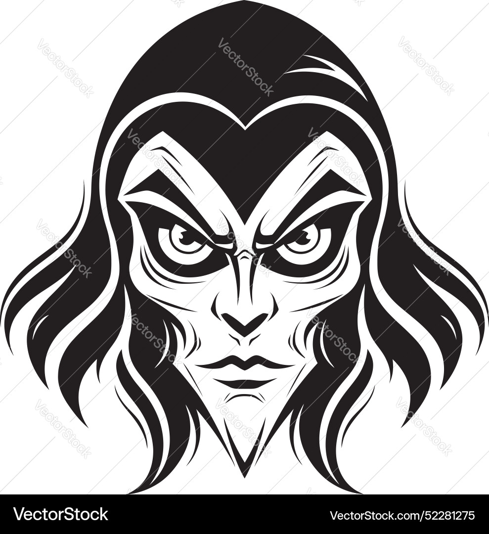 Cryptic coven creepy female witch logo dusks Vector Image