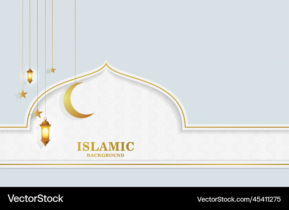 Elegant white and gold islamic background Vector Image