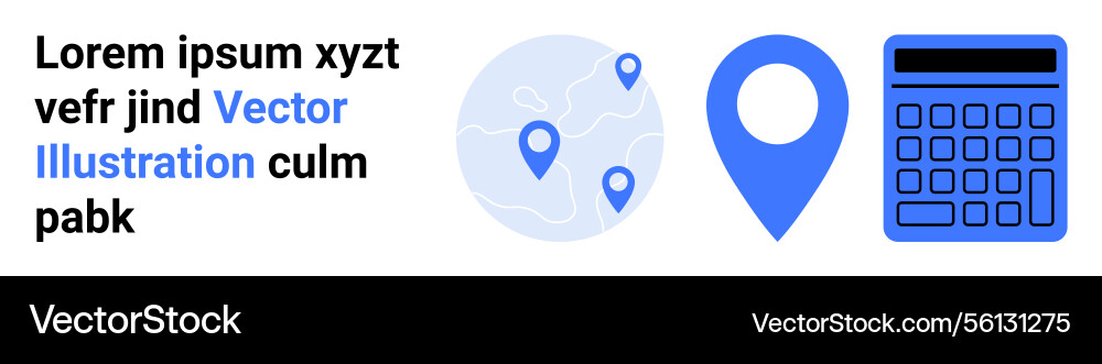 Map with location pins gps marker and calculator Vector Image