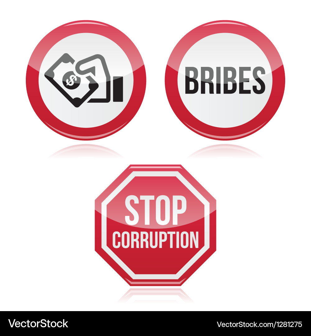 No bribes sto corruption red warning sign Vector Image