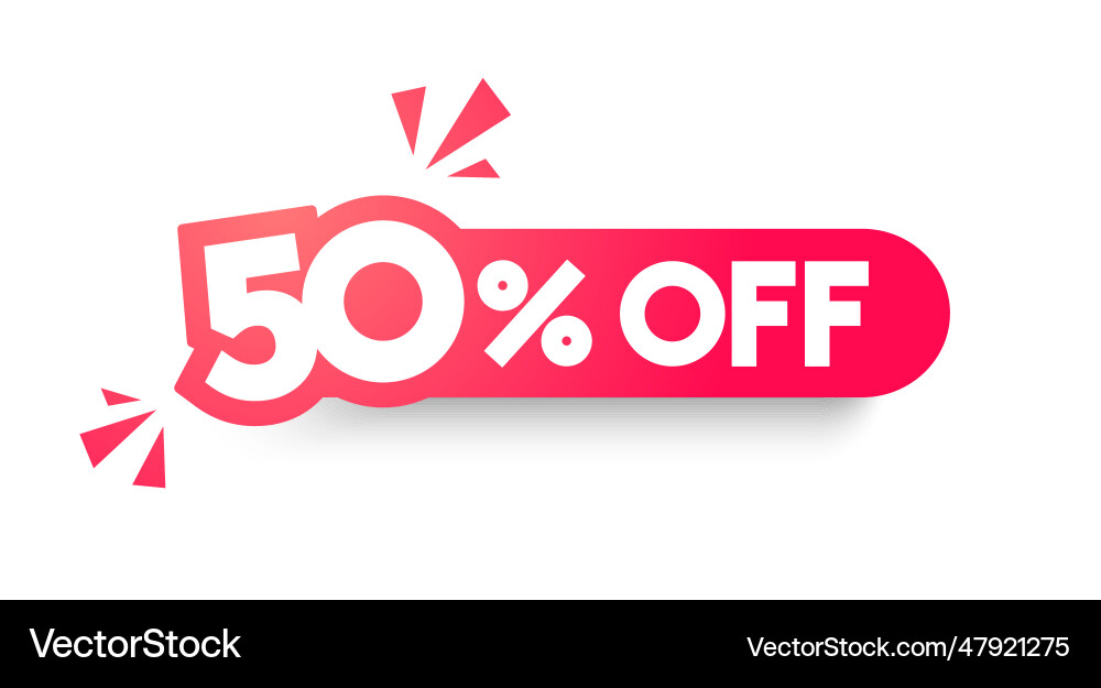 Rounded business label with text 50 percent off Vector Image