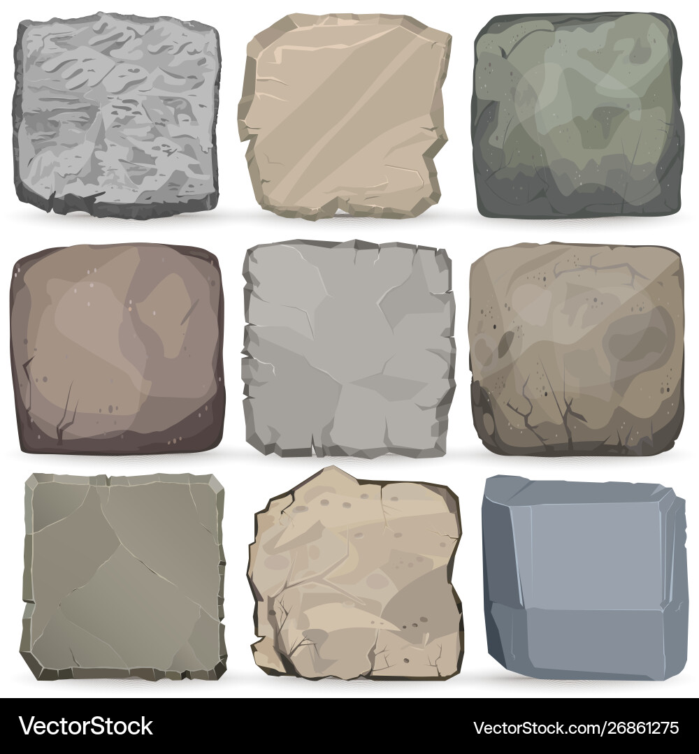 Stone Panel Set - Cartoon Rocks Royalty Free Vector Image