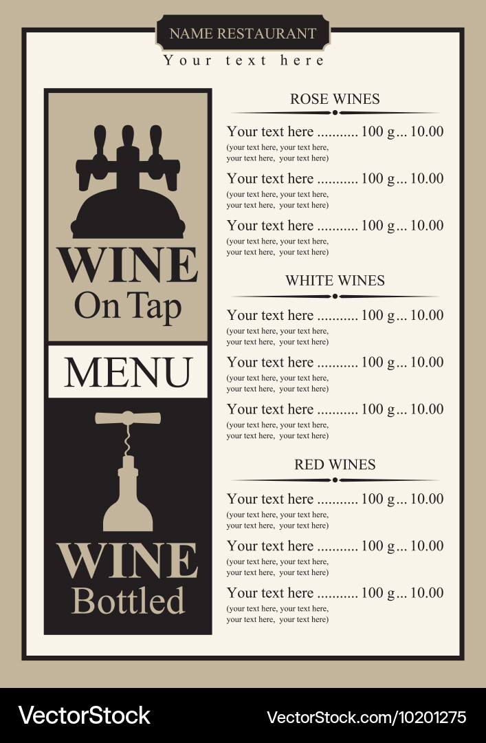 Wine list menu Royalty Free Vector Image - VectorStock