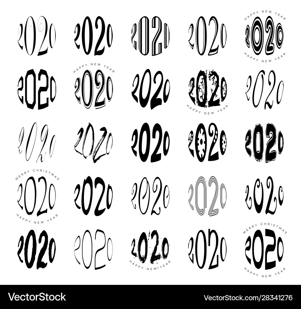 2020 Icons Set Embleme große Sammlung für neue Vektorbild