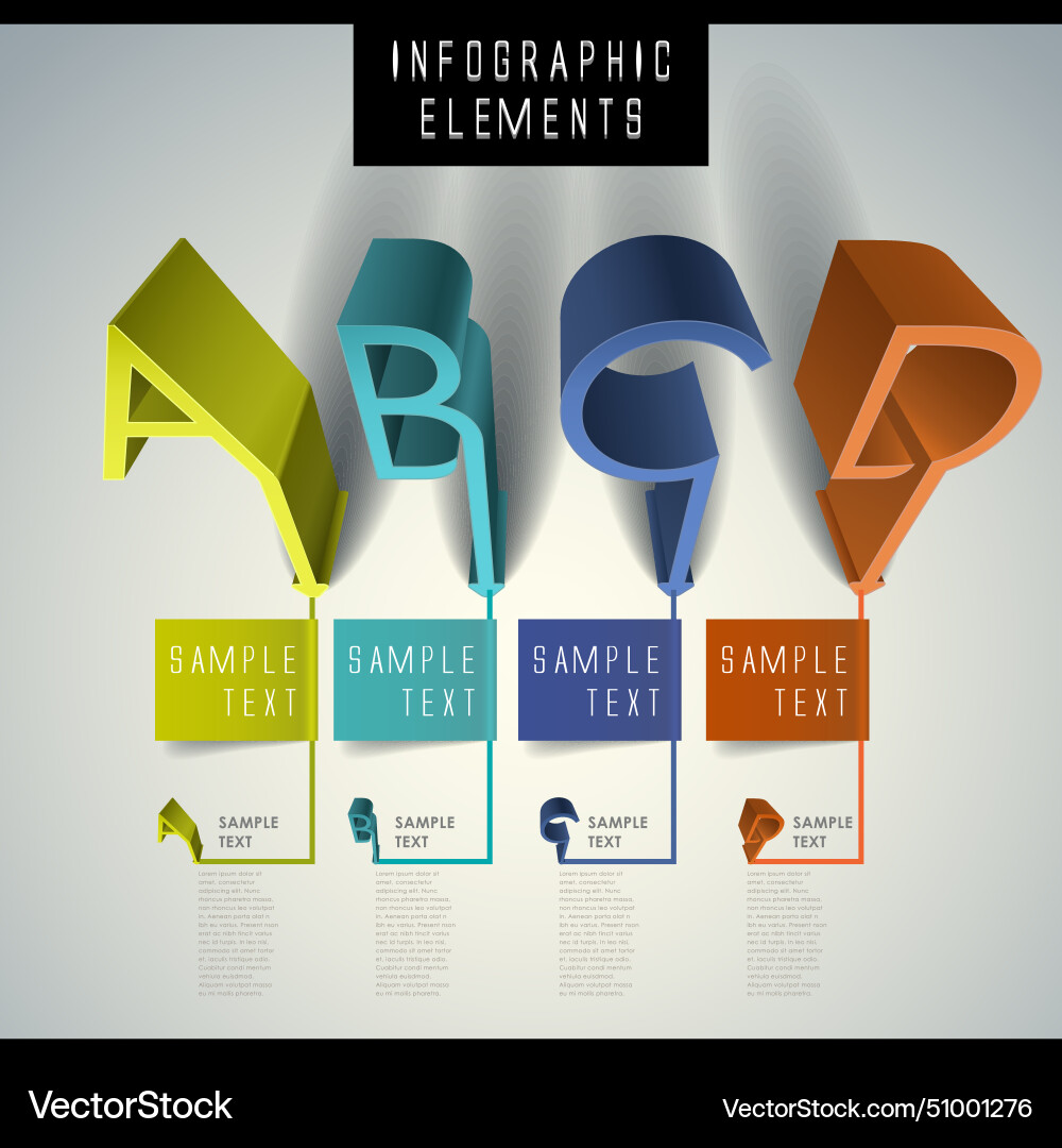 Abstract 3d alphabet infographics Royalty Free Vector Image