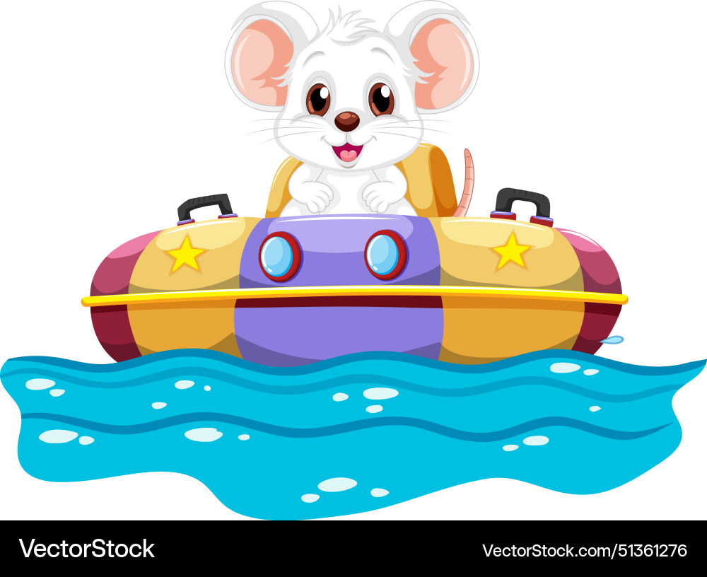 Cheerful mouse sailing on a vibrant toy boat Vector Image
