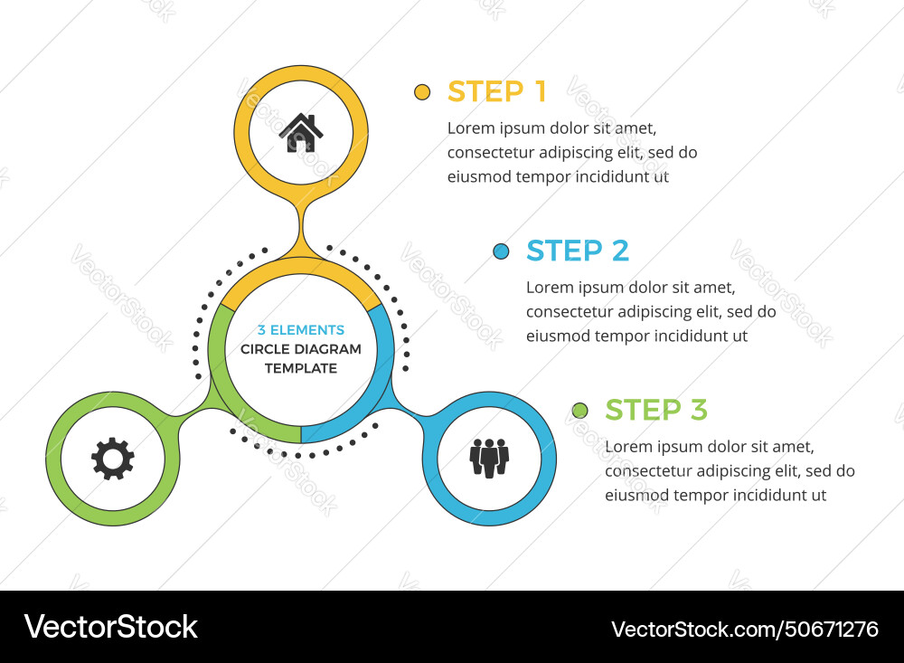 Circle diagram template - three elements Vector Image