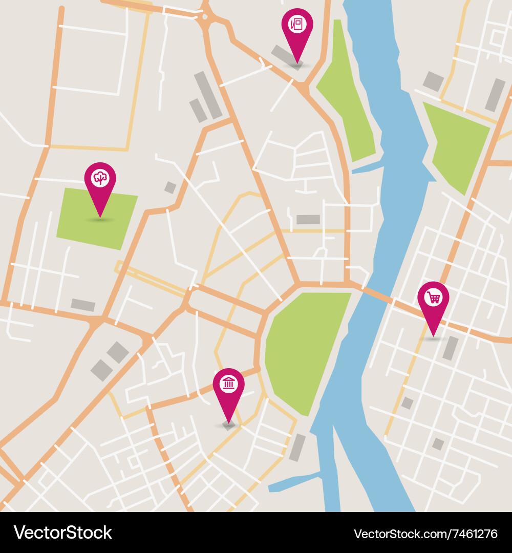 City map Royalty Free Vector Image - VectorStock