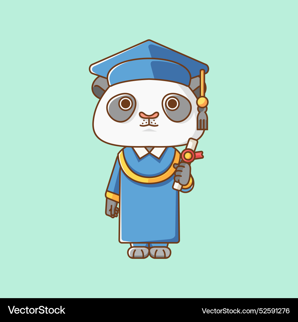 Cute panda graduation animal kawaii chibi Vector Image
