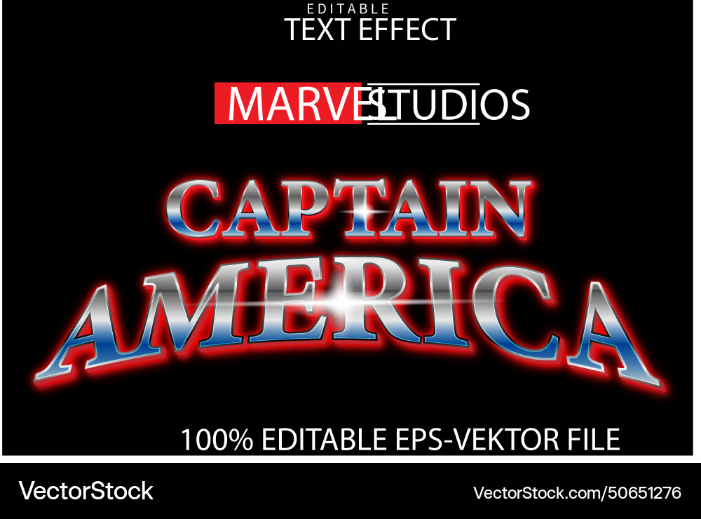 Editable text effect captain america 3d modern Vector Image