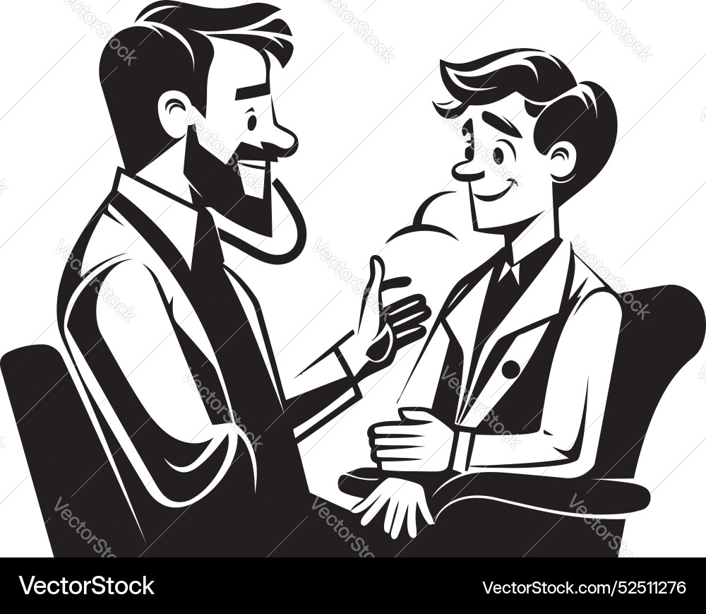 Empathetic emblems doctor patient unity in black Vector Image