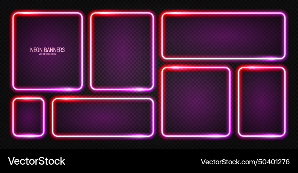 Glowing neon banners illuminated colorful square Vector Image
