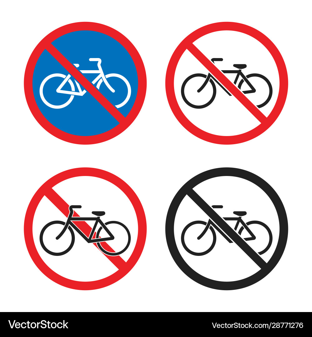 No bicycle traffic sign cycling prohibited area Vector Image