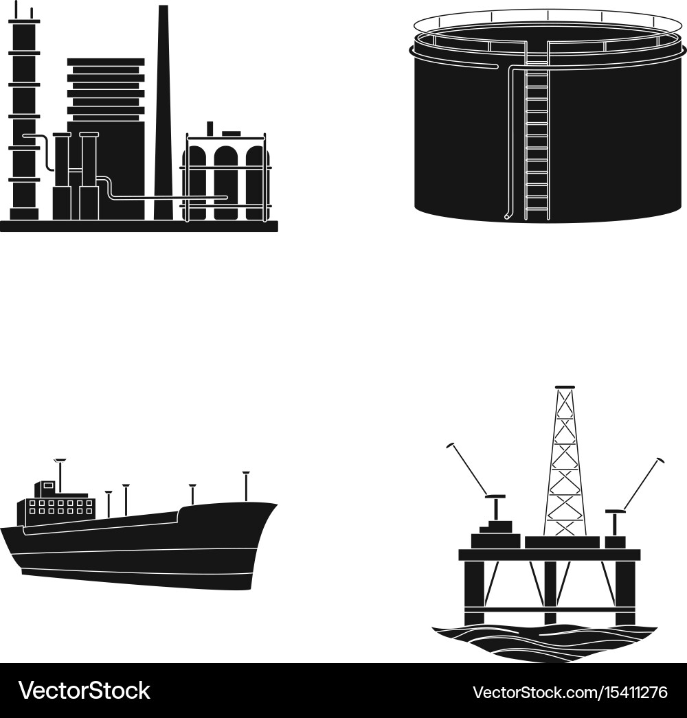 Oil refinery tank tanker tower set Royalty Free Vector Image
