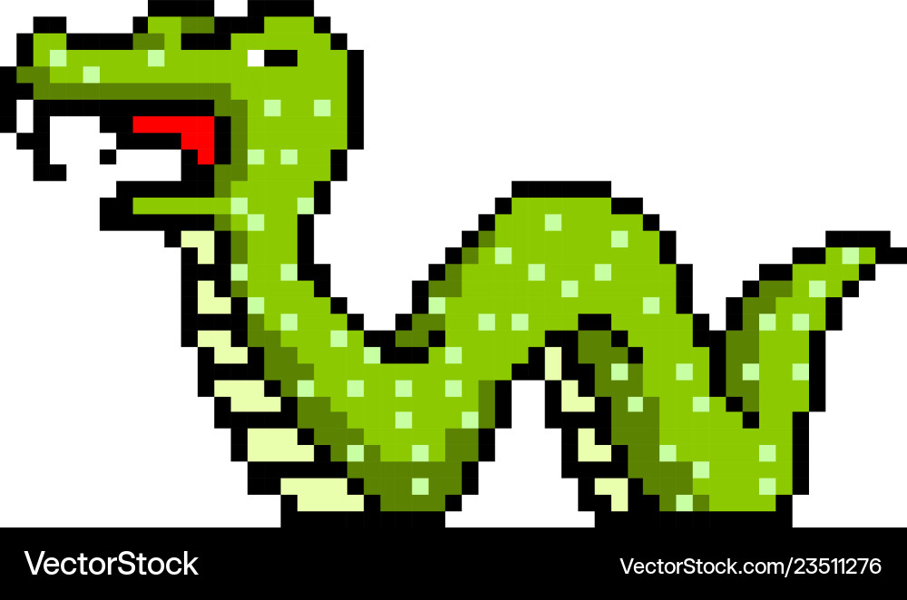 Pixel snake art 8 bit objects retro game assets Vector Image