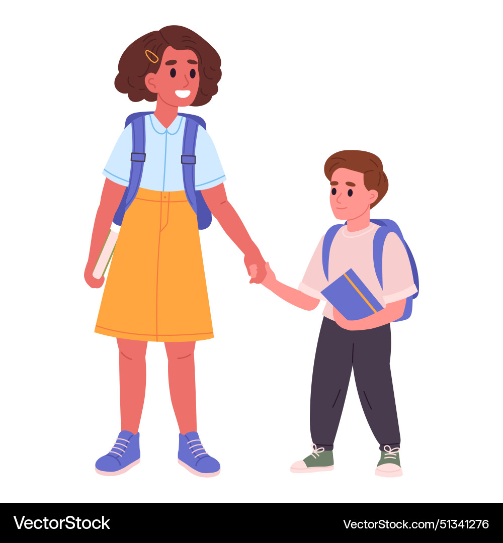 School students primary and middle Royalty Free Vector Image