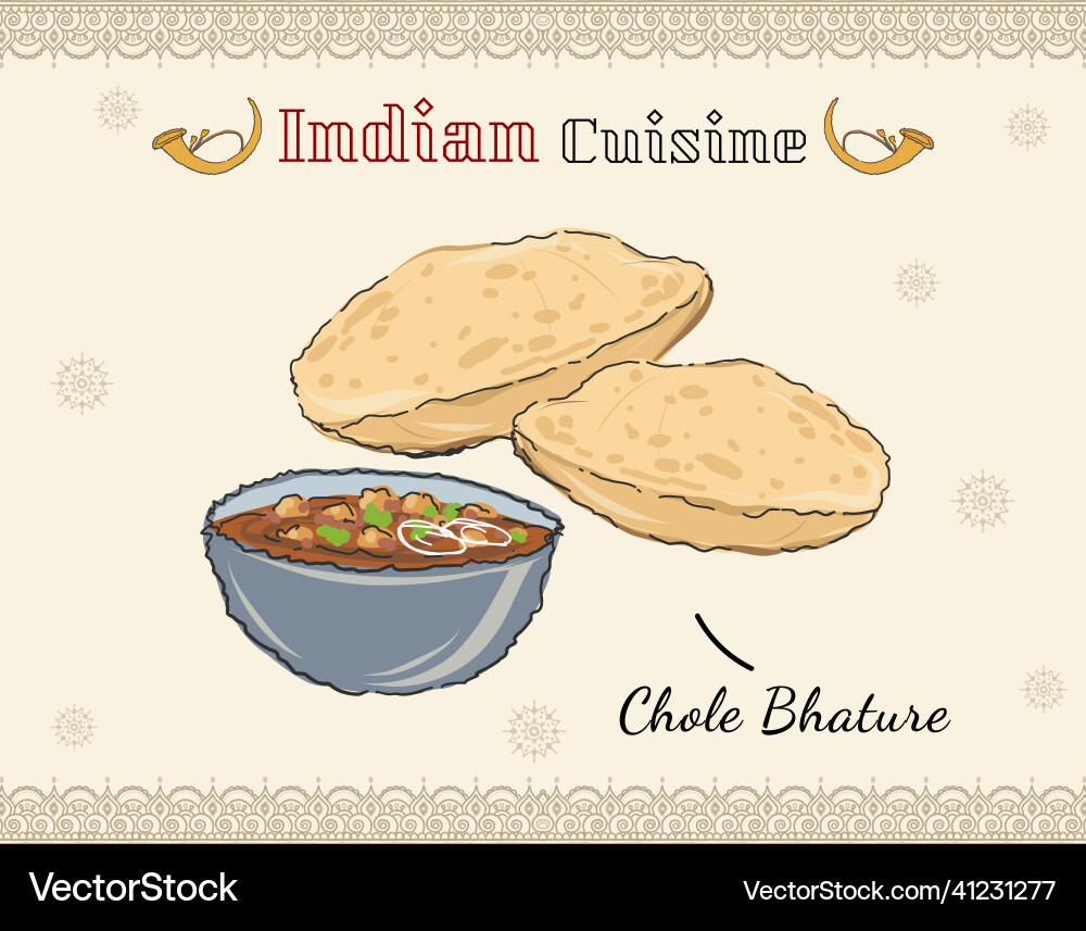 Chole bhature Royalty Free Vector Image - VectorStock