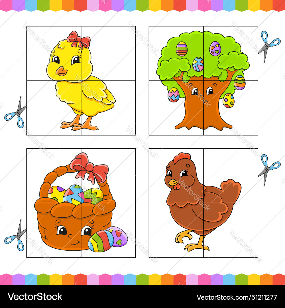 Cut and play paper game with glue flash cards Vector Image