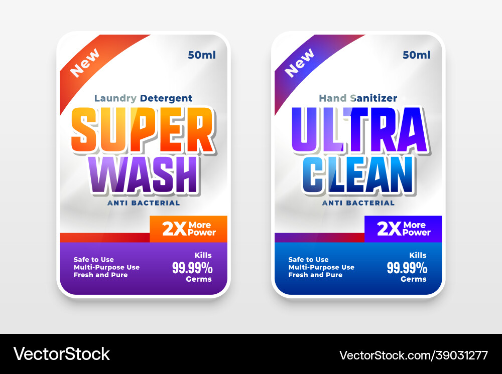 Detergent and cleaner label design Royalty Free Vector Image