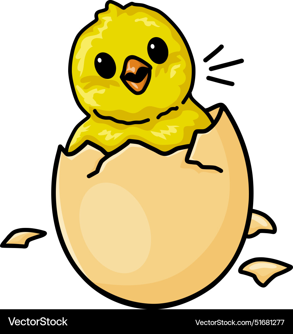 Egg hatching chicks cute cartoon drawing Vector Image