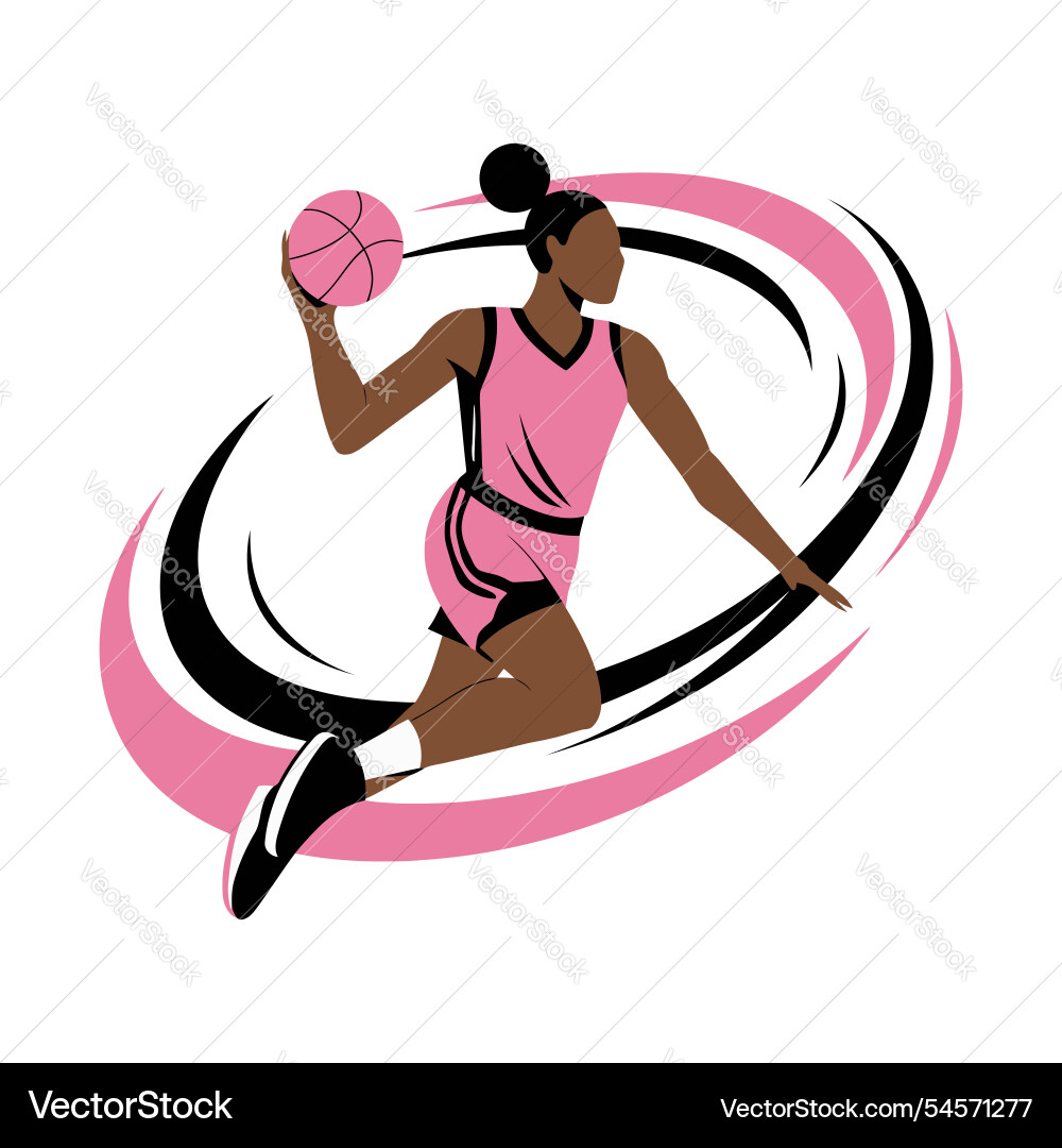 Female basketball player in action Royalty Free Vector Image