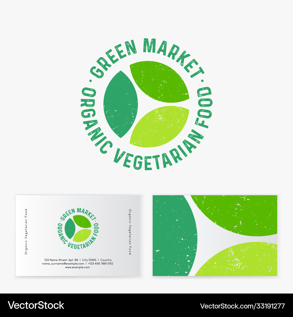 Logo grün Bio-Markt drei Blätter Lizenzfreies Vektorbild