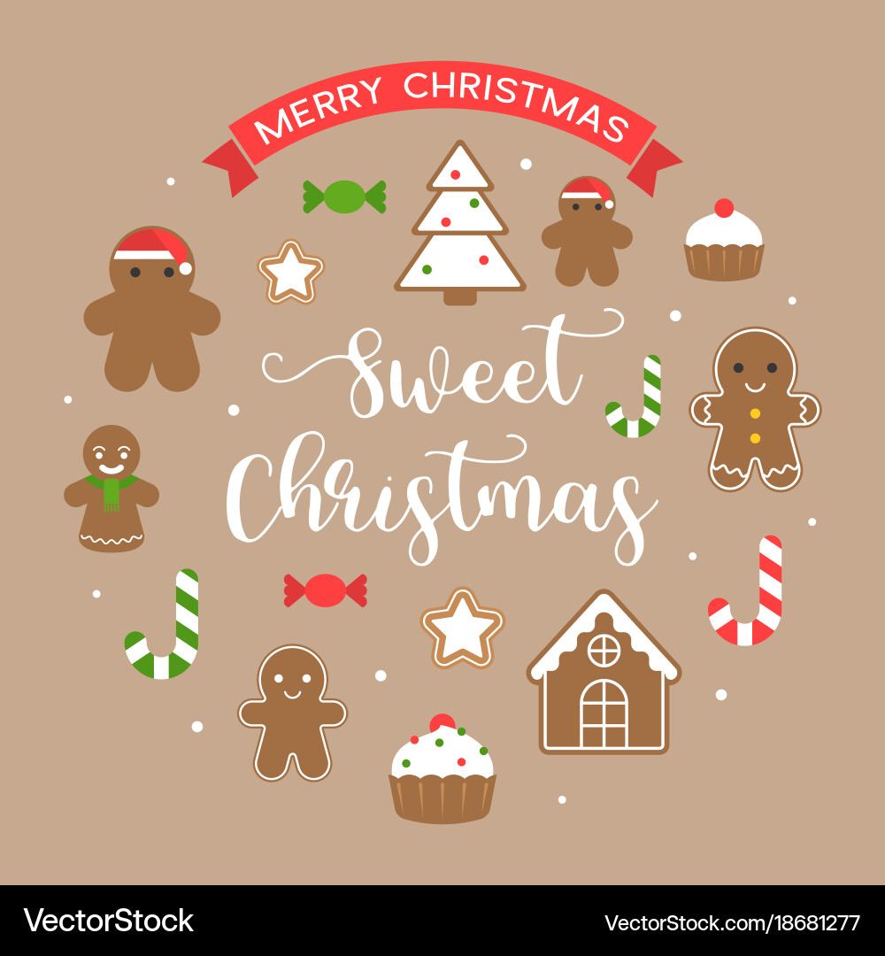 Merry Christmas Gingerbread – Royalty-Free Vector | VectorStock