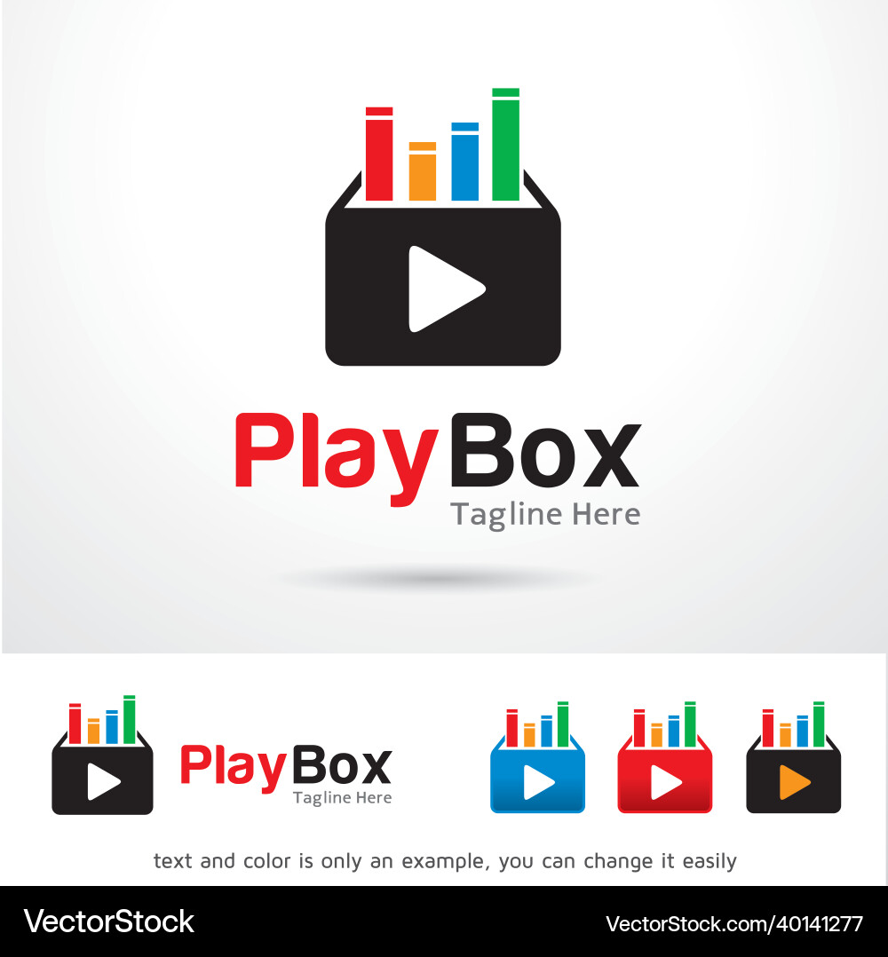 Play box logo template Royalty Free Vector Image