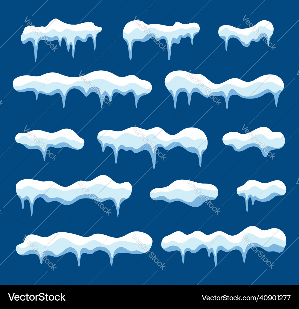 Snow caps frozen frame for christmas design Vector Image