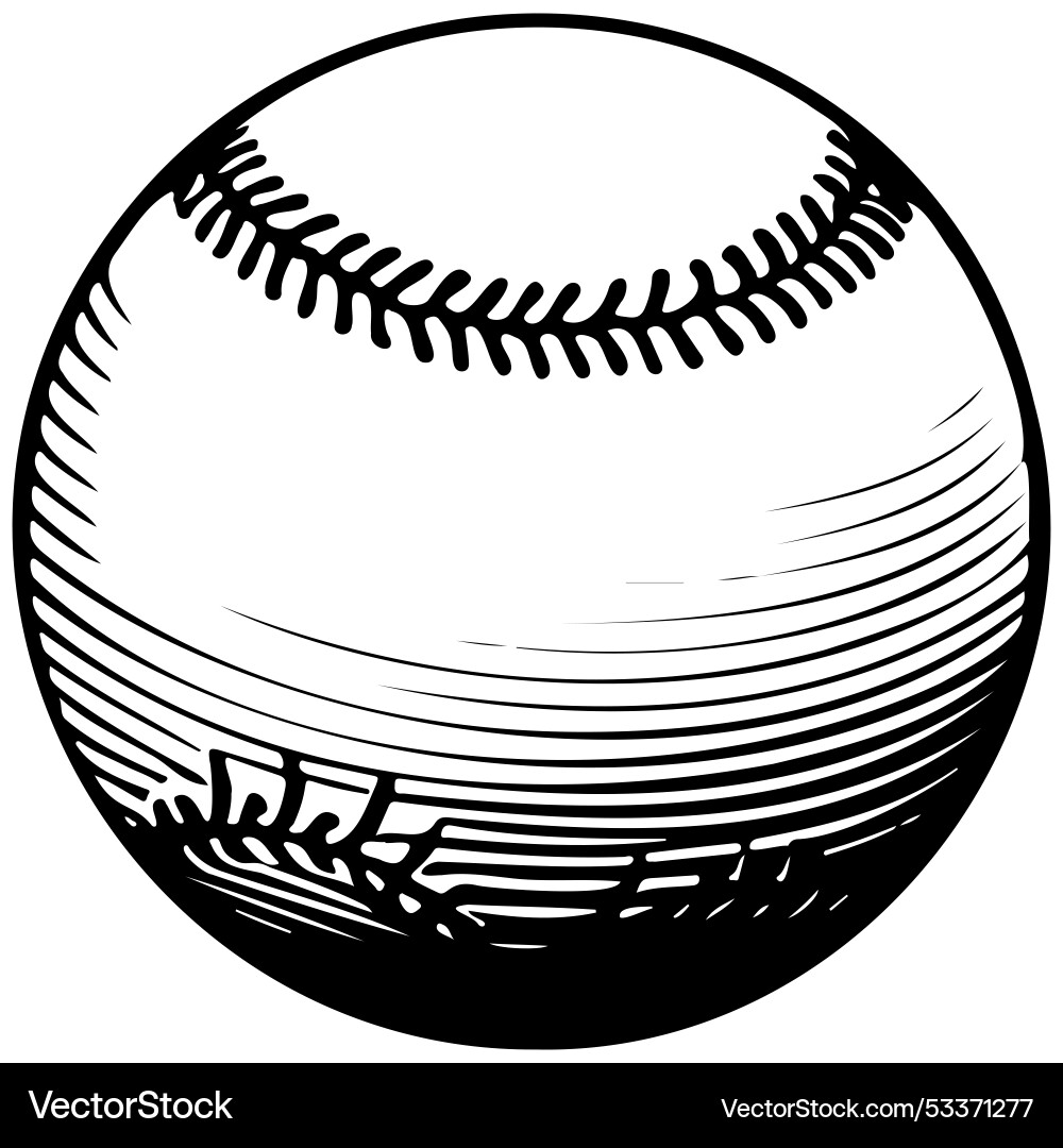 Softball black hand drawn line transparent Vector Image