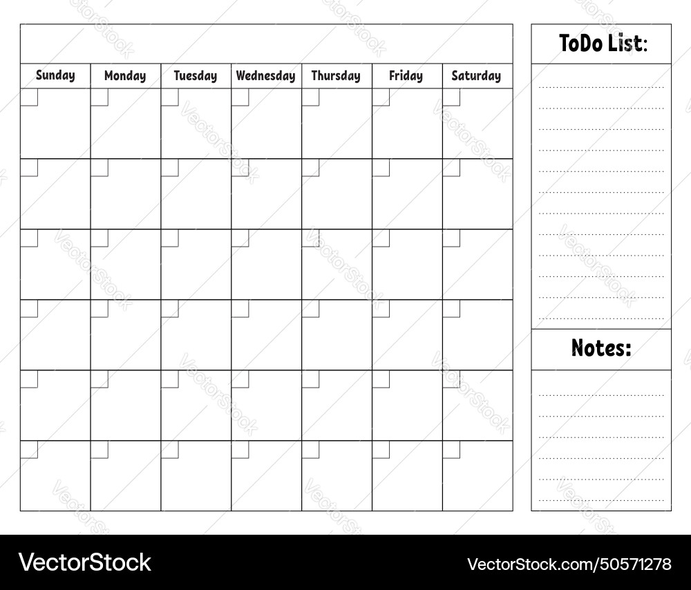 Blank calendar template for one month without Vector Image