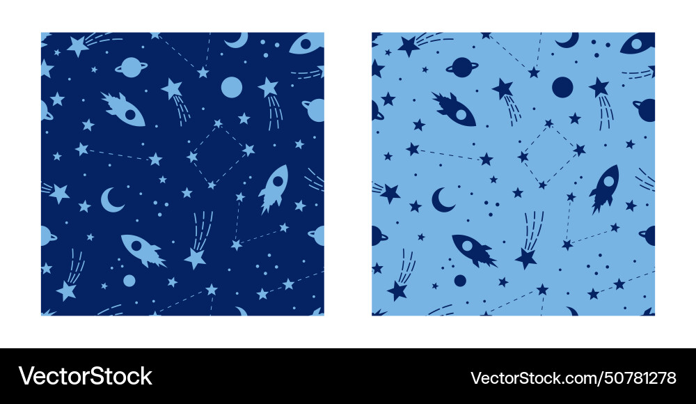 Blue cute galaxy pattern with color variations Vector Image