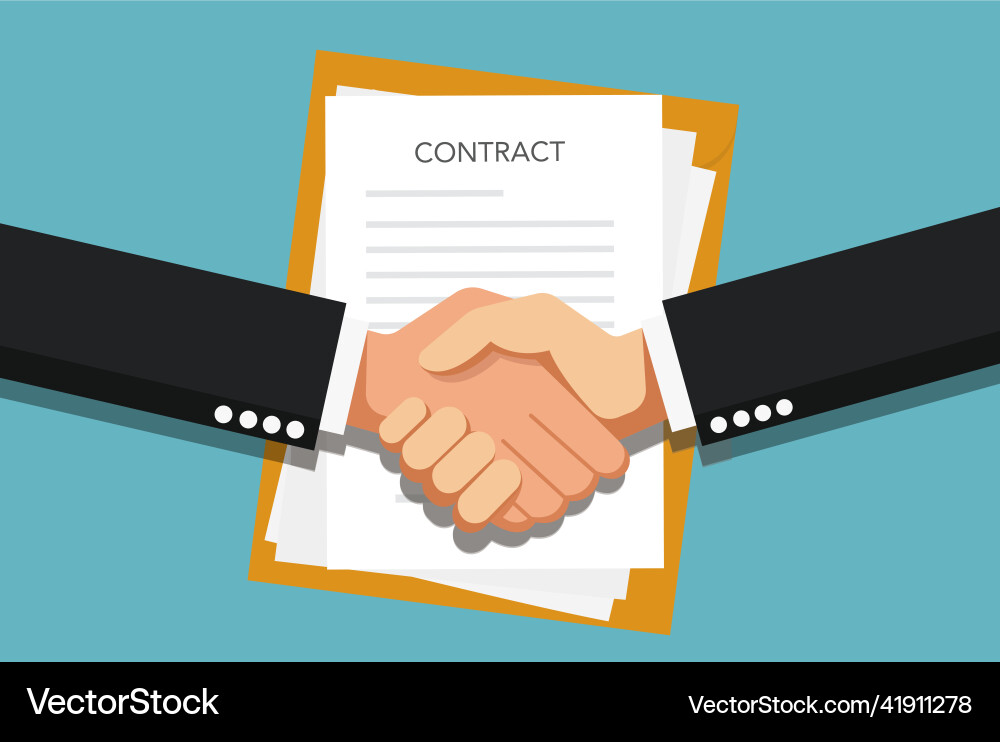 Conclusion of the contract handshake two hands Vector Image