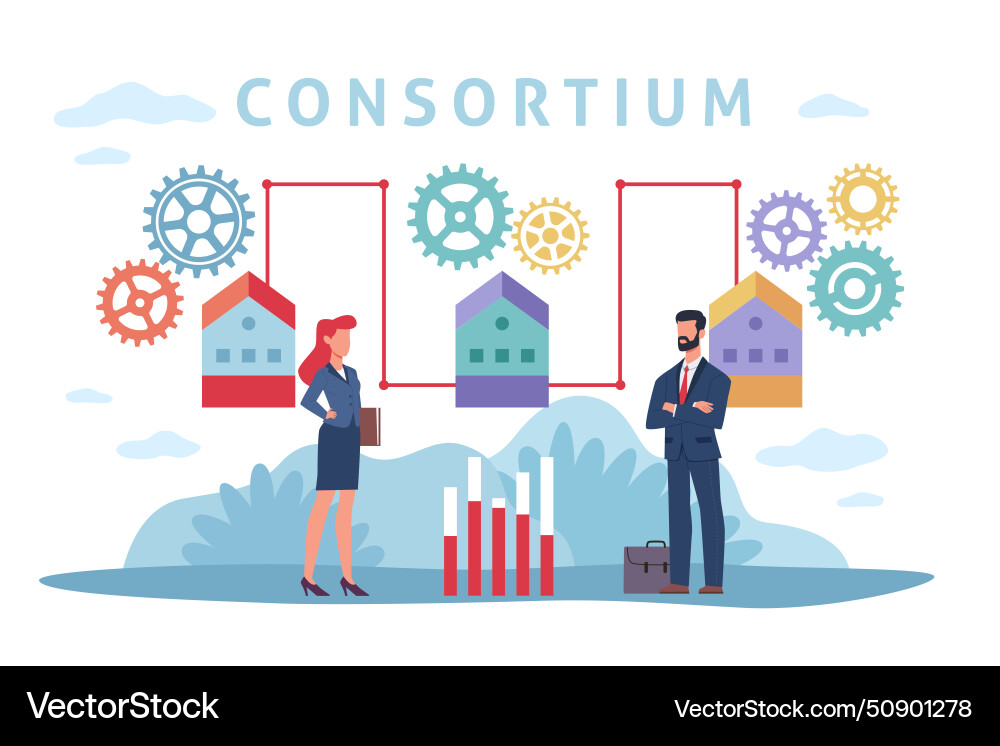 Consortium partnership companies association Vector Image