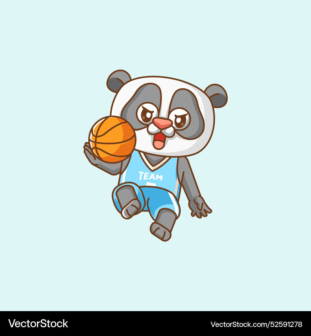 Cute panda jump basketball player play basket Vector Image