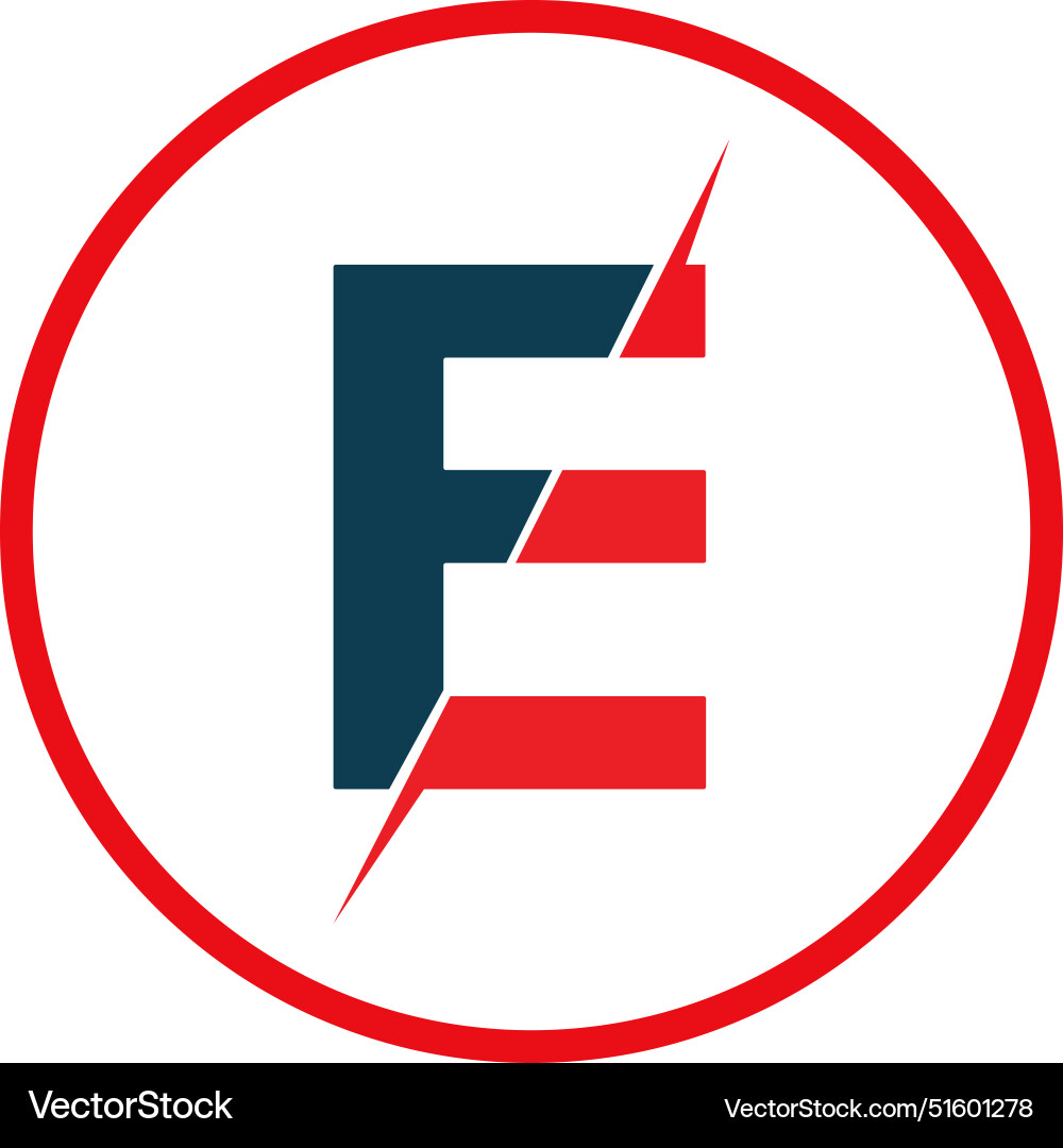 E logo design fe circle electric Royalty Free Vector Image